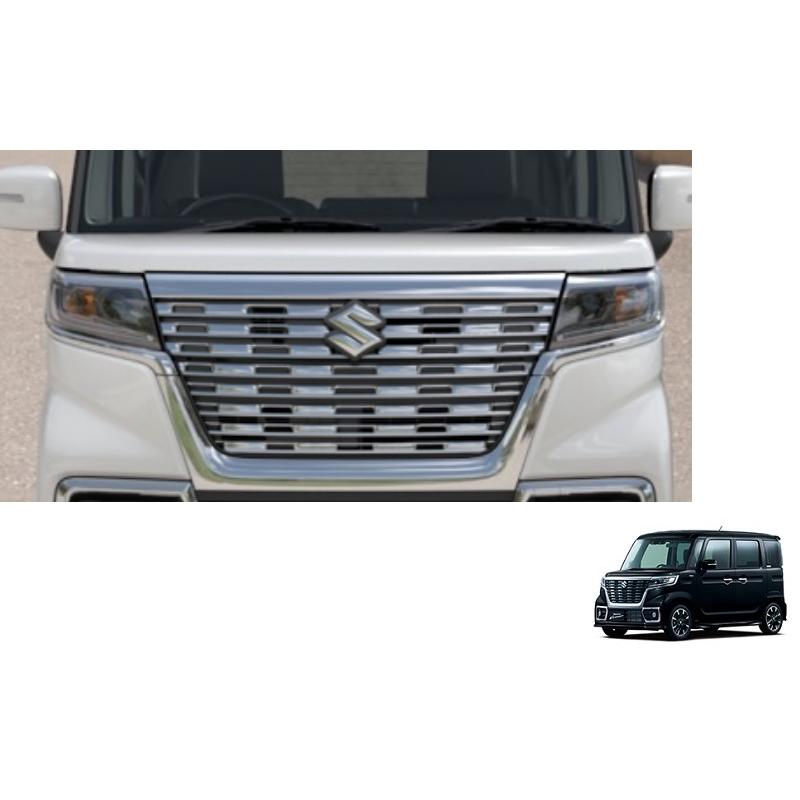 フロントグリル（フロントカメラ「無」車用）クロームメッキ 「スズキ純正用品」スペーシアカスタムMK53S | LINEブランドカタログ
