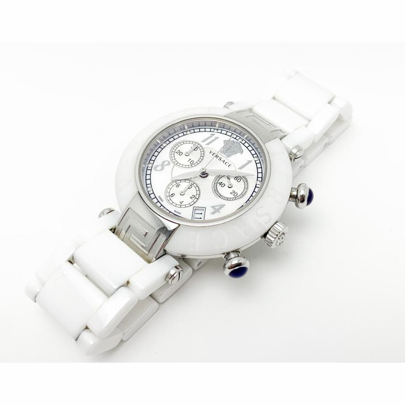 VERSACE ヴェルサーチ 95C クロノグラム 白 セラミック メンズ VERSACE ヴェルサーチ 95C クロノグラム 白 セラミック メンズ