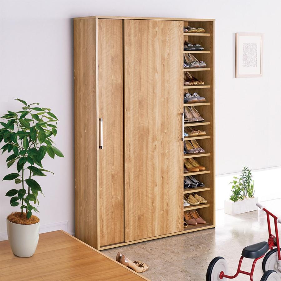 天然木調引き戸シューズボックス ハイ（高さ182cm） 幅114cm奥行40cm 下駄箱 玄関収納 シューズボックス 590318 | LINEブランドカタログ