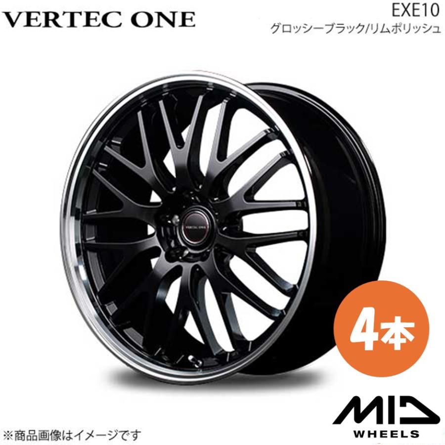 VERTEC ONE/EXE10 タント/タントカスタム LA600S/LA610S ホイール4本セット 【15×4.5J 4-100 INSET45 グロッシーBK/リムポリッシュ ...