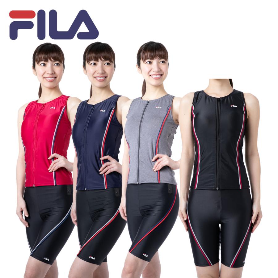 FILA フィラ レディース フィットネス 水着 ウェア 2点セット めくれ防止 319204 319-204 セパレート 体型カバー パット ...