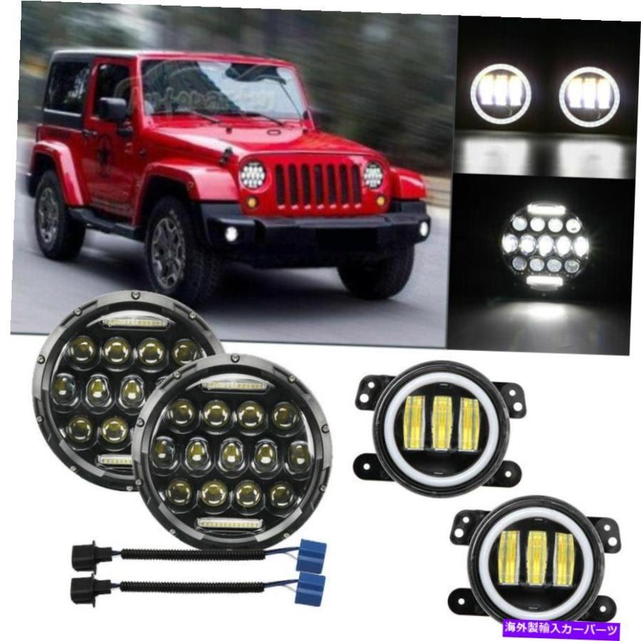USヘッドライト ペア7 "LEDヘッドライト＆4 ''フォグライトコンボキット06-10 Hummer H1 H2 H3 Pair 7 ...