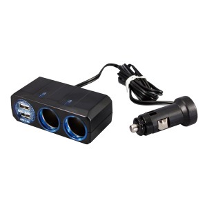 槌屋ヤック/YAC:シガーソケット USB電源 リングライトソケット 2連ソケット+2口USB DC12V用 コード長:約1m PZ711/PZ-711 | LINEブランドカタログ