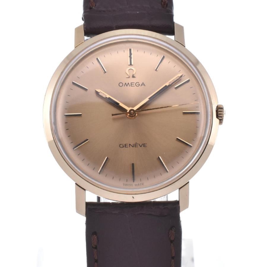 ☆良品【OMEGA】オメガ ヴィンテージ ジュネーブ Ref.1211 K14YG/レザー Cal.601 手巻き メンズ C#114607 ...