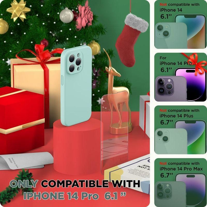 SURPHY iPhone14 pro用ケース シリコ バー ミントグリーン - スマホアクセサリー