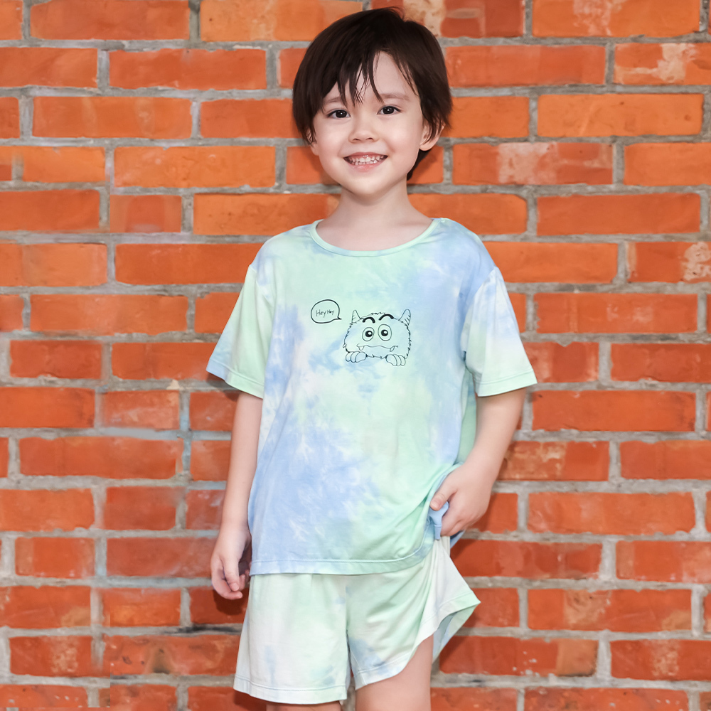 【Little moni】小童夏日遊樂園小怪獸渲染短袖短褲套裝-藍綠色(100~130CM)推薦 | 麗嬰房les enphants | LINE購物