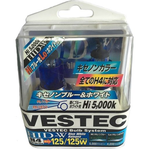 VESTEC ベステック HID-W ブルーホワイト ハロゲンバルブ H4 Hi 5200K/Lo 4200K ヘッドライトバルブ ...