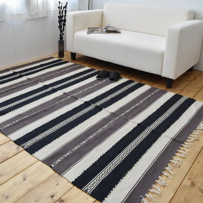 モノトーン ラグマット ネイティブボーダー 140×200cm前後 モノトーン ラグマット ネイティブボーダー 140×200cm前後
