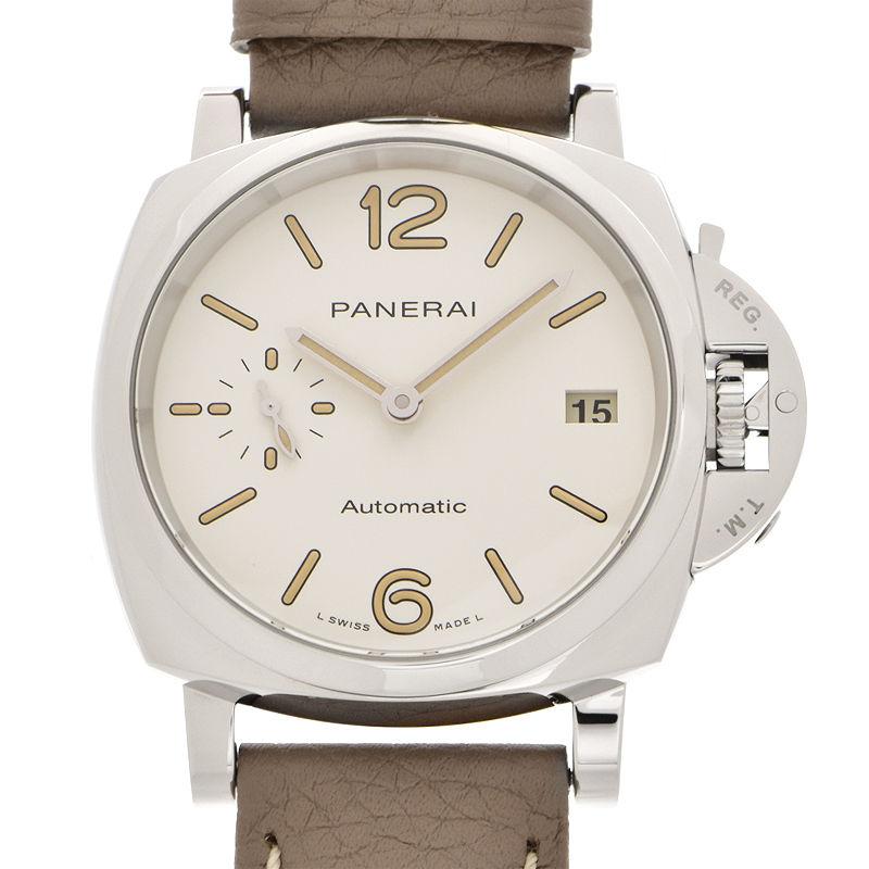 [3年保証] パネライ ボーイズ ルミノールドゥエ PAM01043 箱保付き カレンダー ホワイト 白文字盤 革ベルト 自動巻き 腕時計 ...