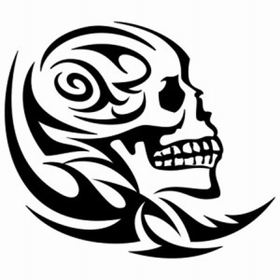 ドクロ スカル 死神 トライバル 7(右向き) カッティング ドクロ スカル 死神 トライバル 7(右向き) カッティング